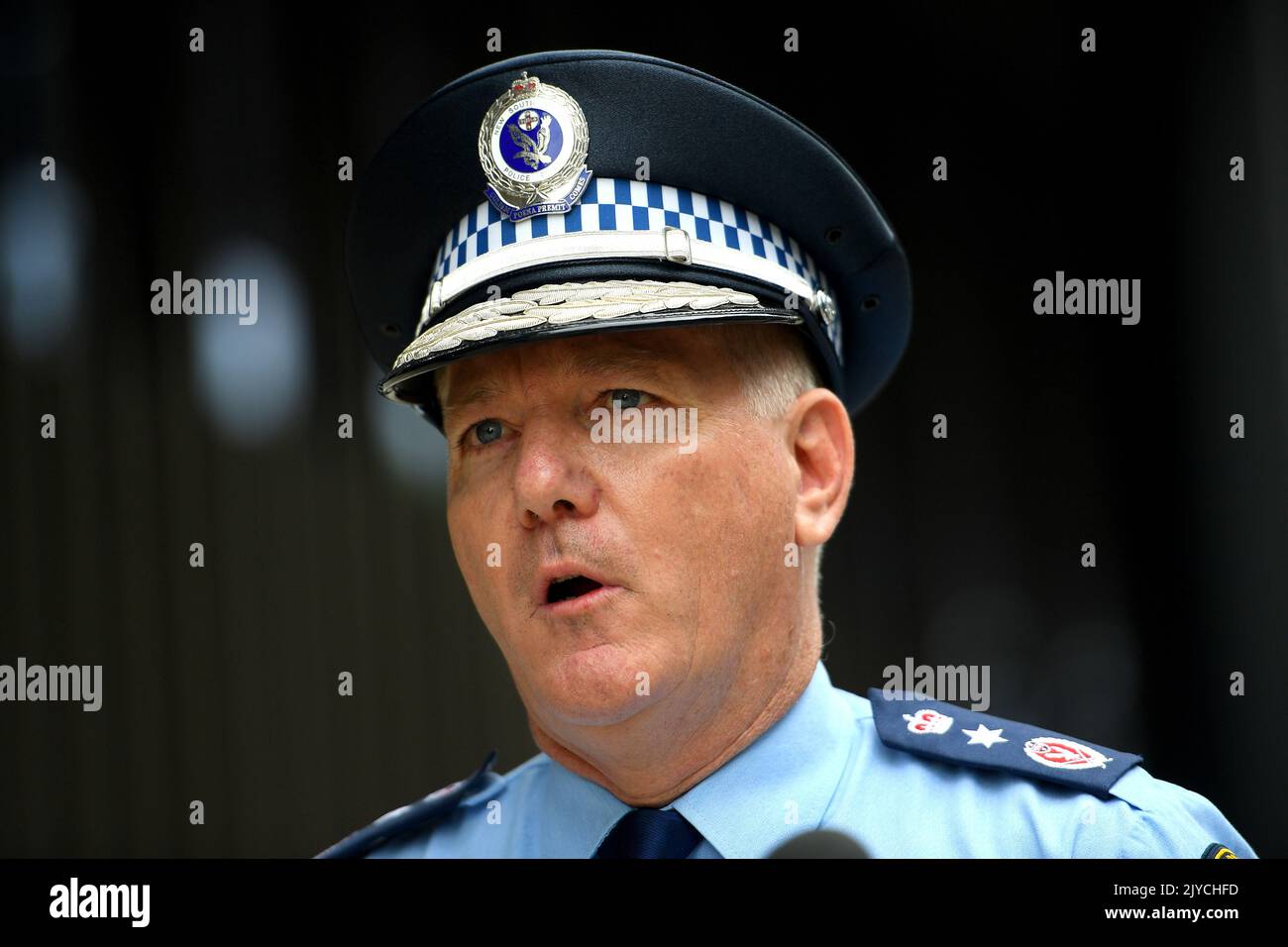 NSW Police Commissioner Mick Fuller addresses media on COVID-19 at RFS ...