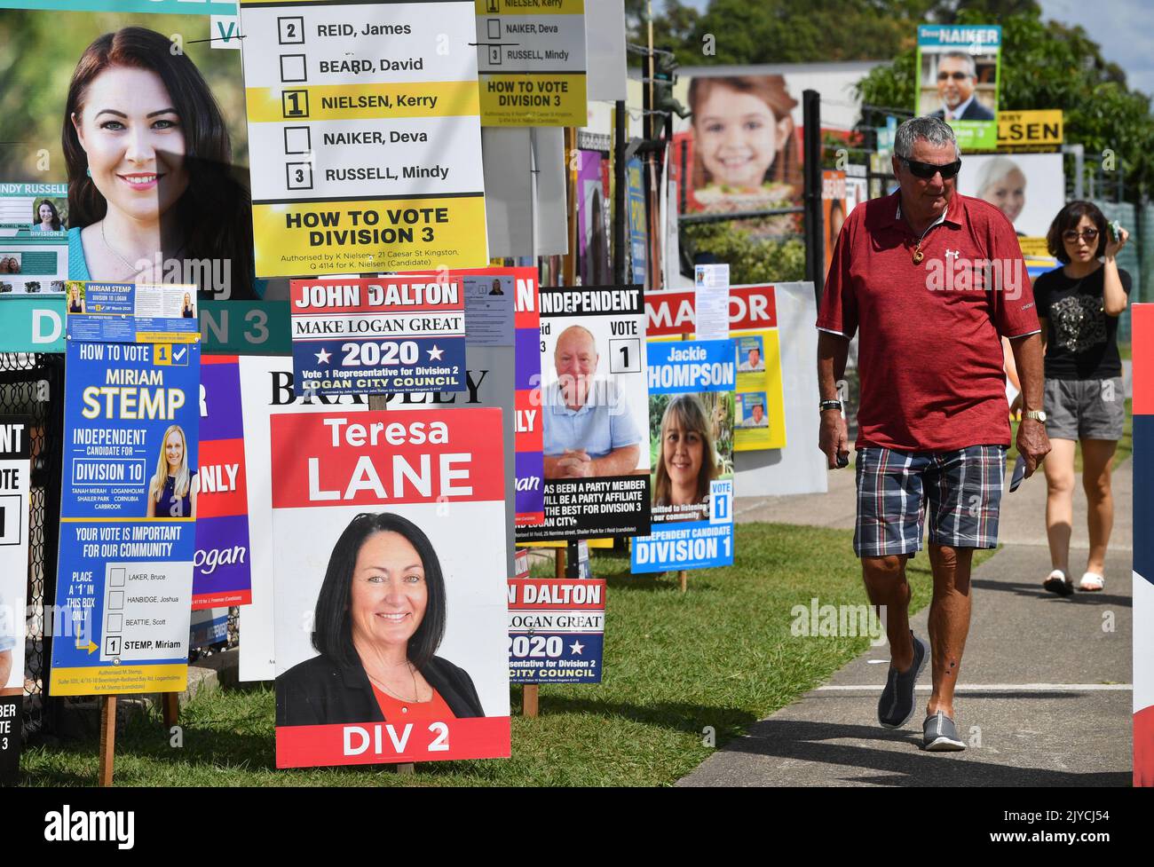 Voters in the Logan City Council election are seen at a pre-polling ...