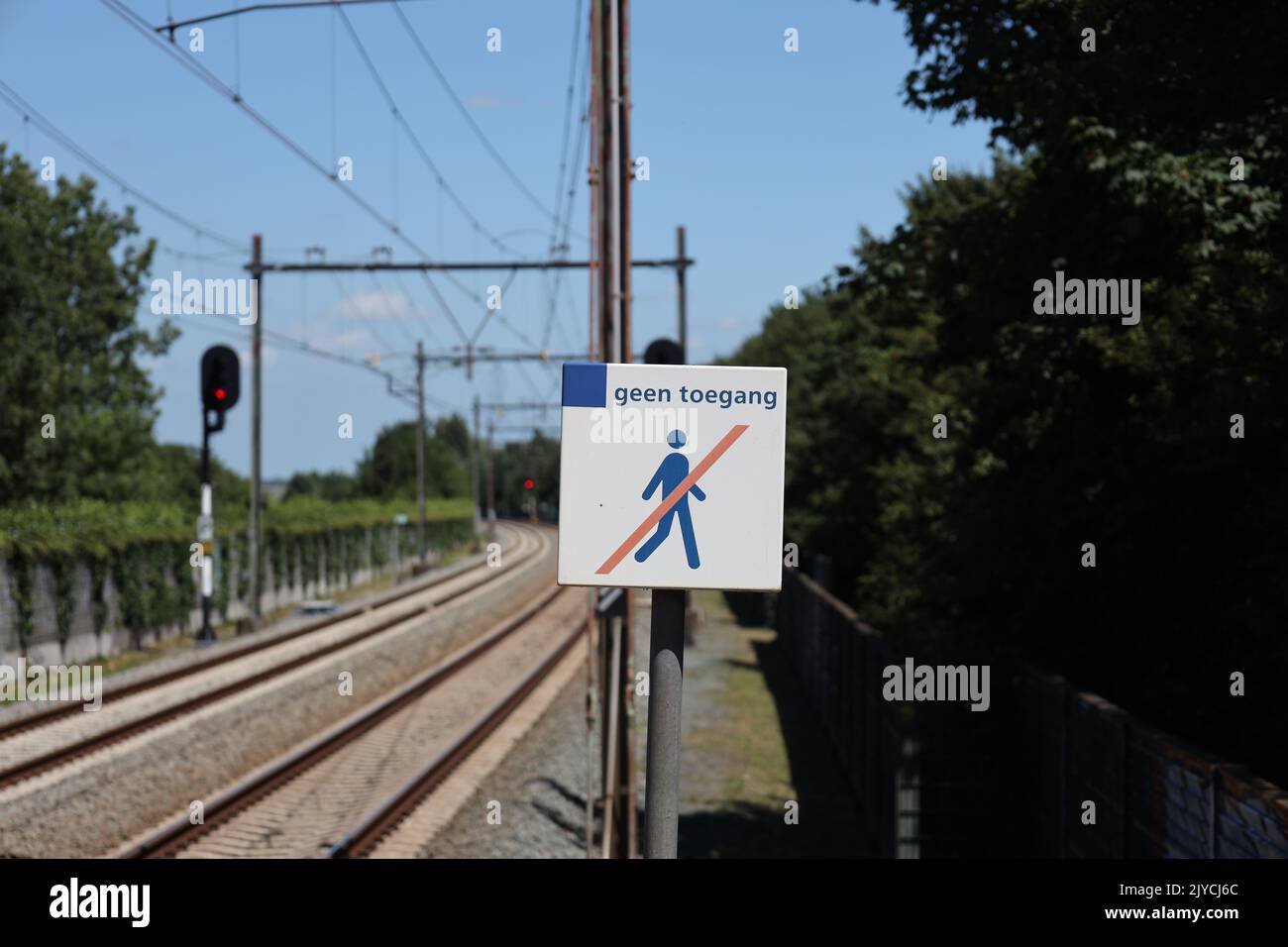 Sign geen toegang (No entrance) end of platform at the train station of ...