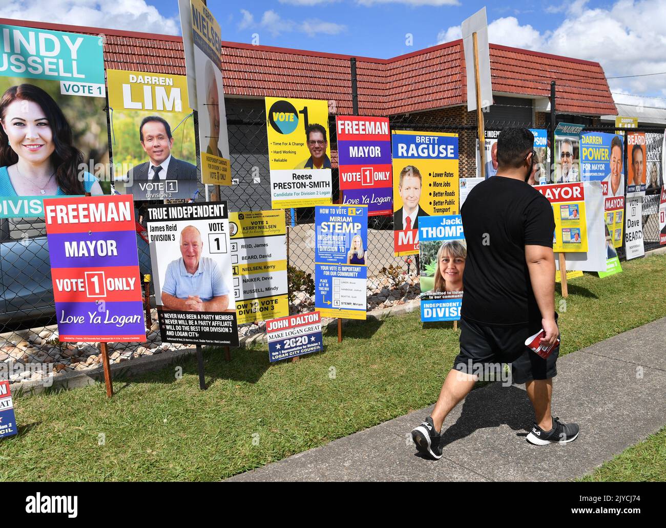 A voter in the Logan City Council election is seen at a pre-polling ...