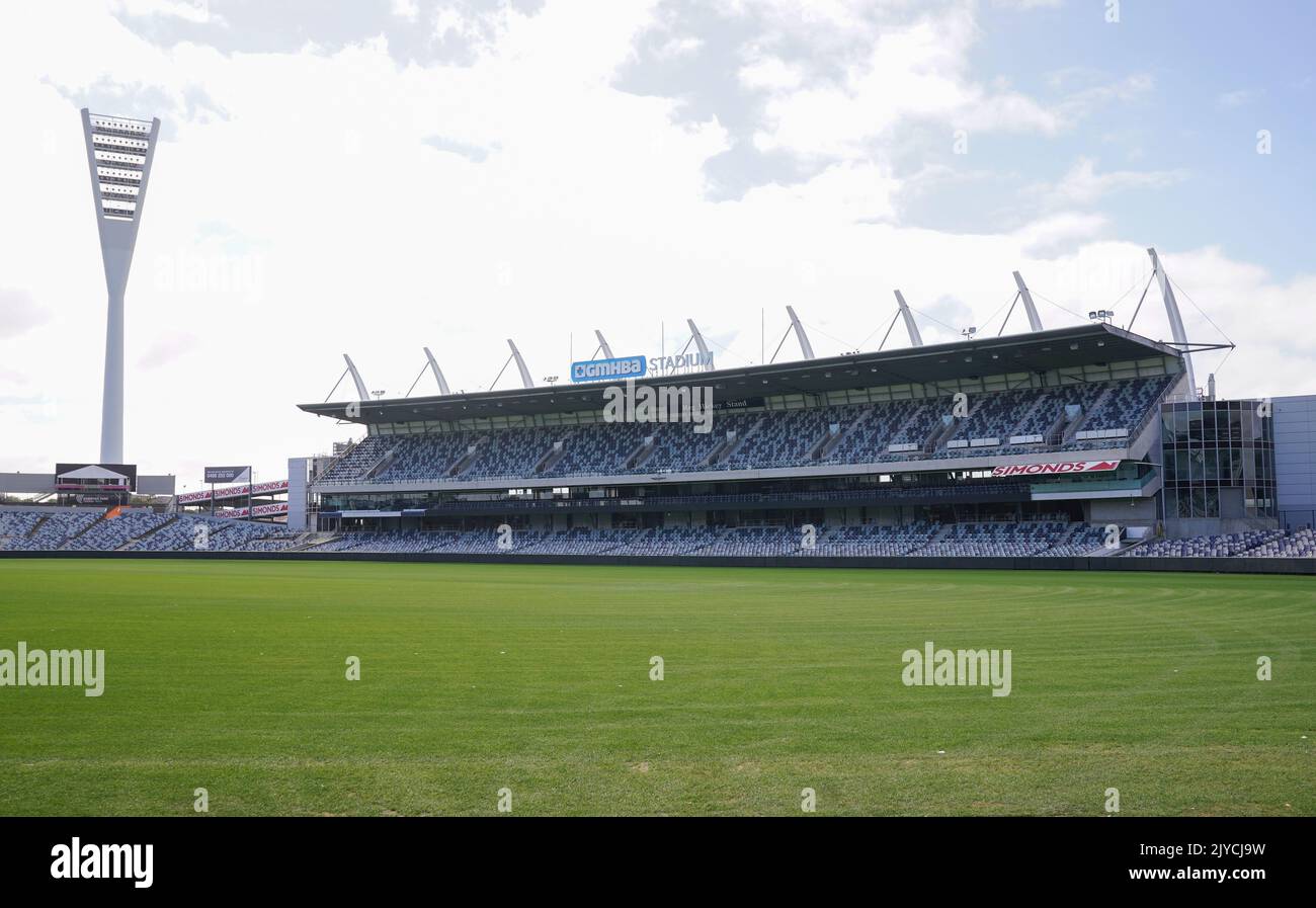 A general view of the Reg Hickey Stand and an empty football field near ...