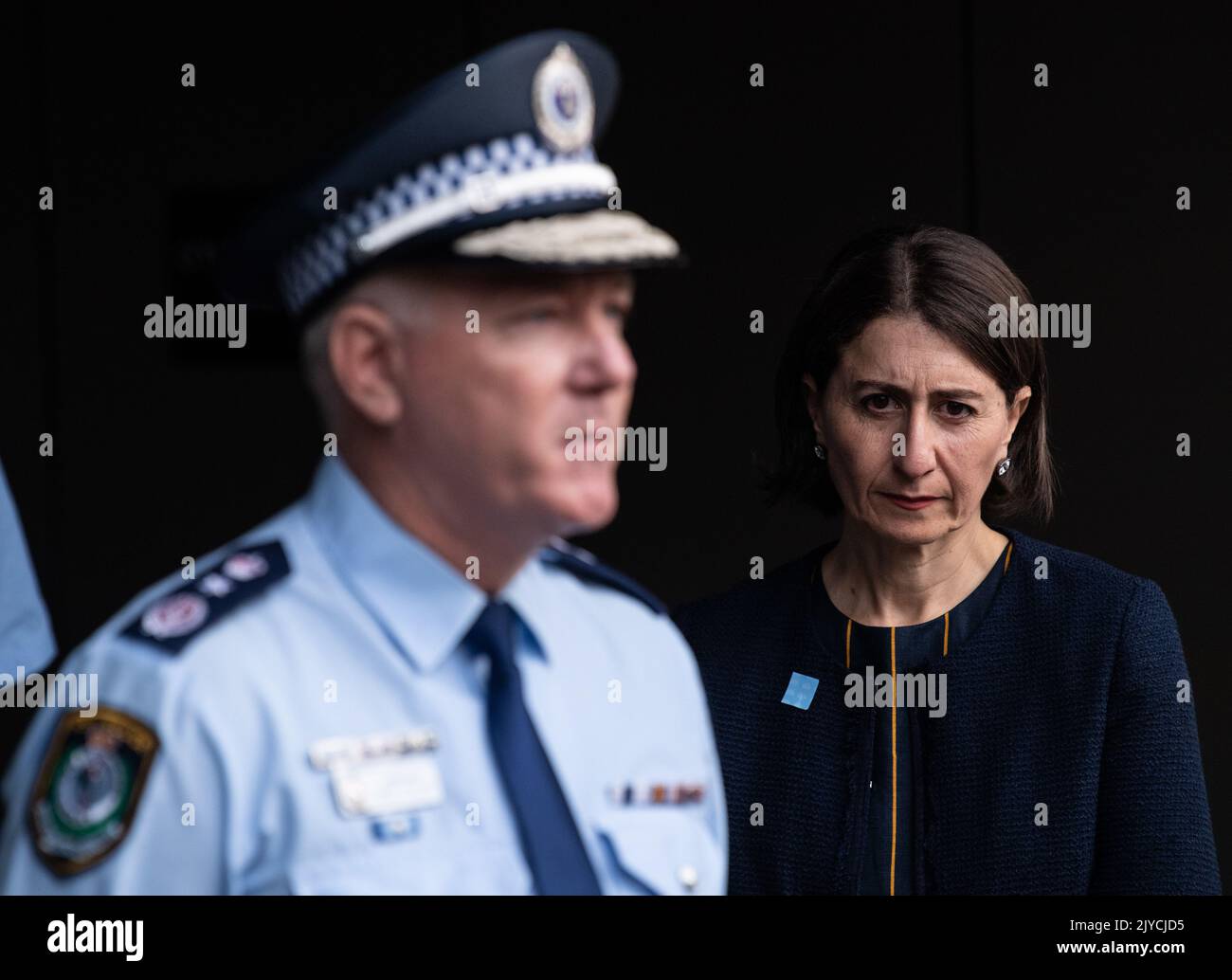NSW Police Commissioner Mick Fuller speaks to the media while NSW ...