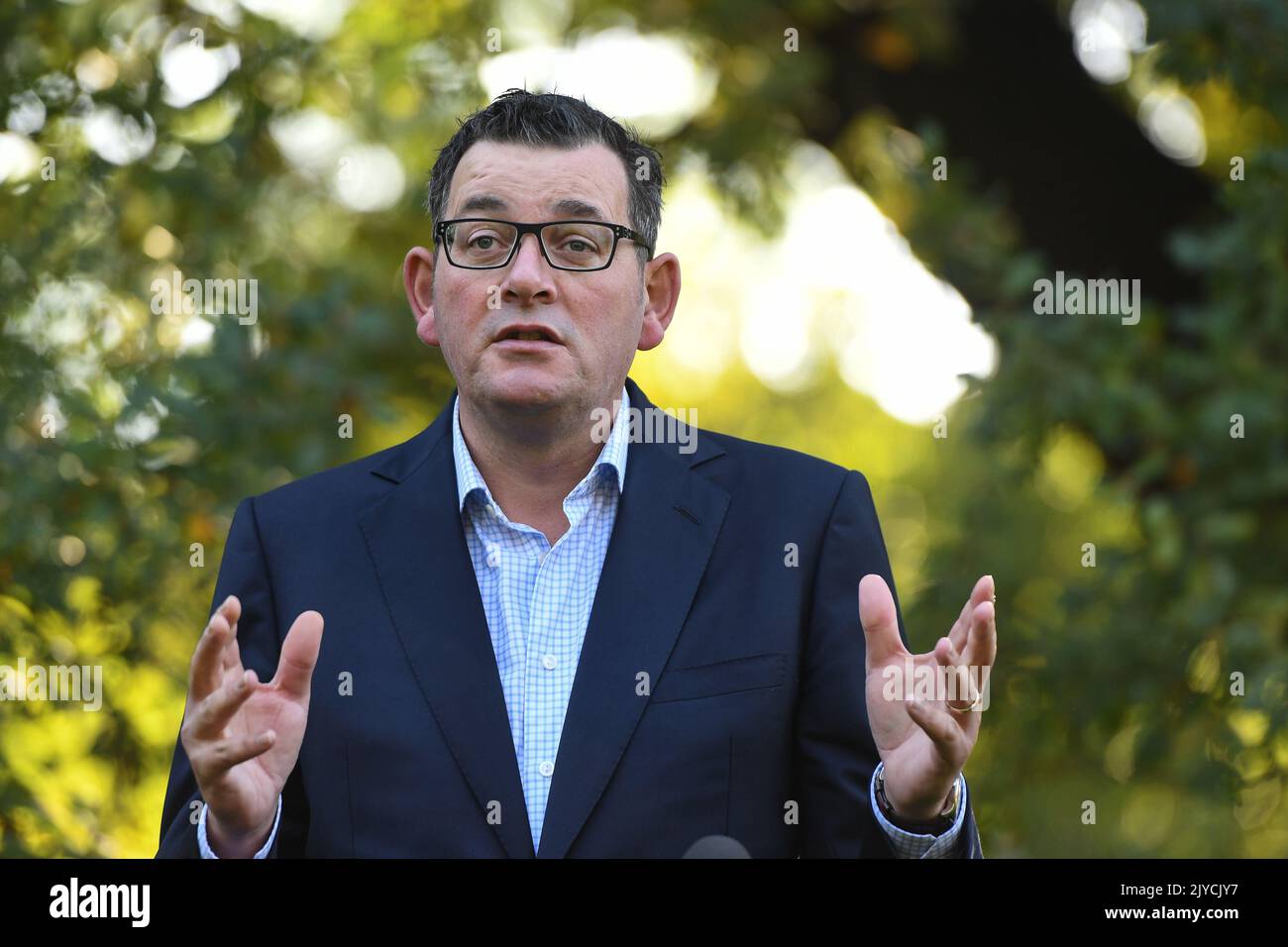 Victorian Premier Daniel Andrews speaks to the media during a press ...