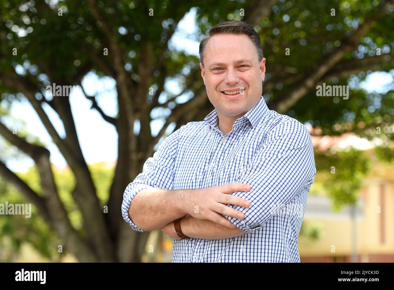 Brisbane City Council Lord Mayor Adrian Schrinner poses for a ...