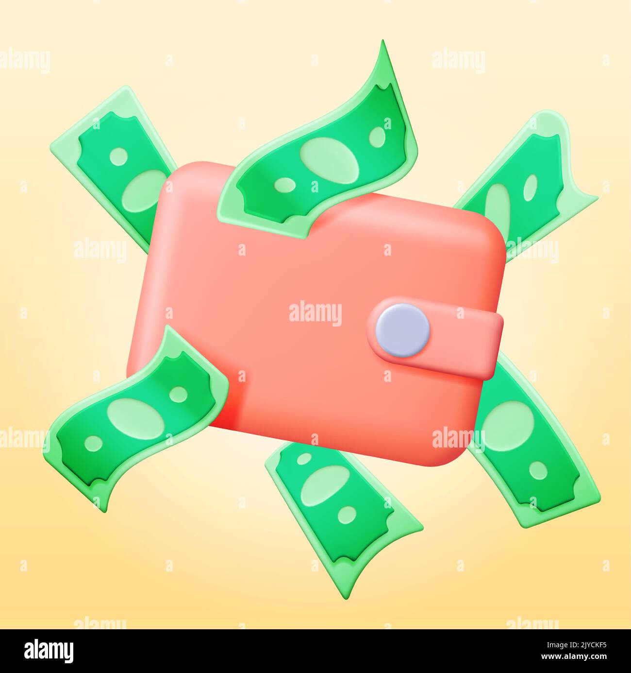 3D Falling Dollar Banknotes and Leather Wallet Stock Vector Image & Art ...