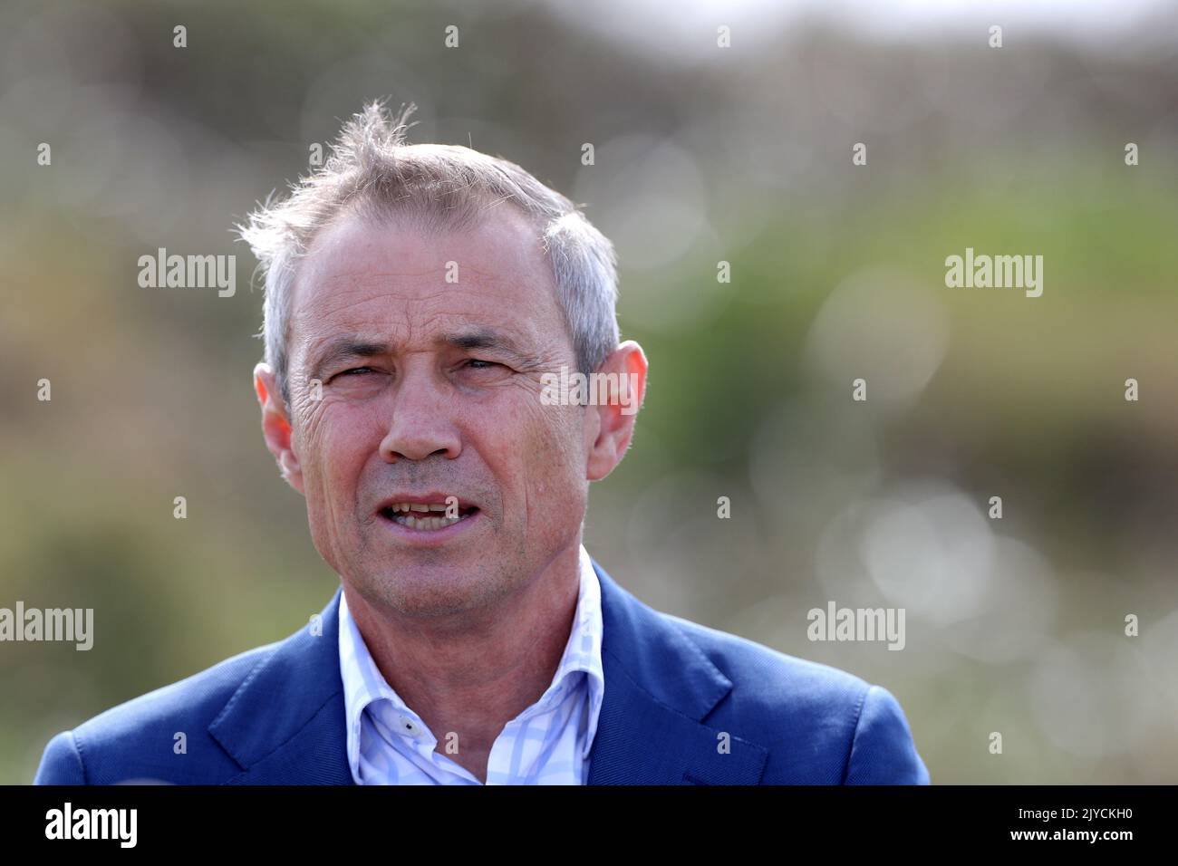 Western Australia Health Minister Roger Cook speaks to the media during ...