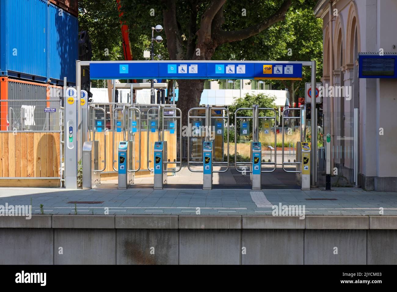 entrance gates for ticket control at Zwolle station of NS and Blauwnet ...