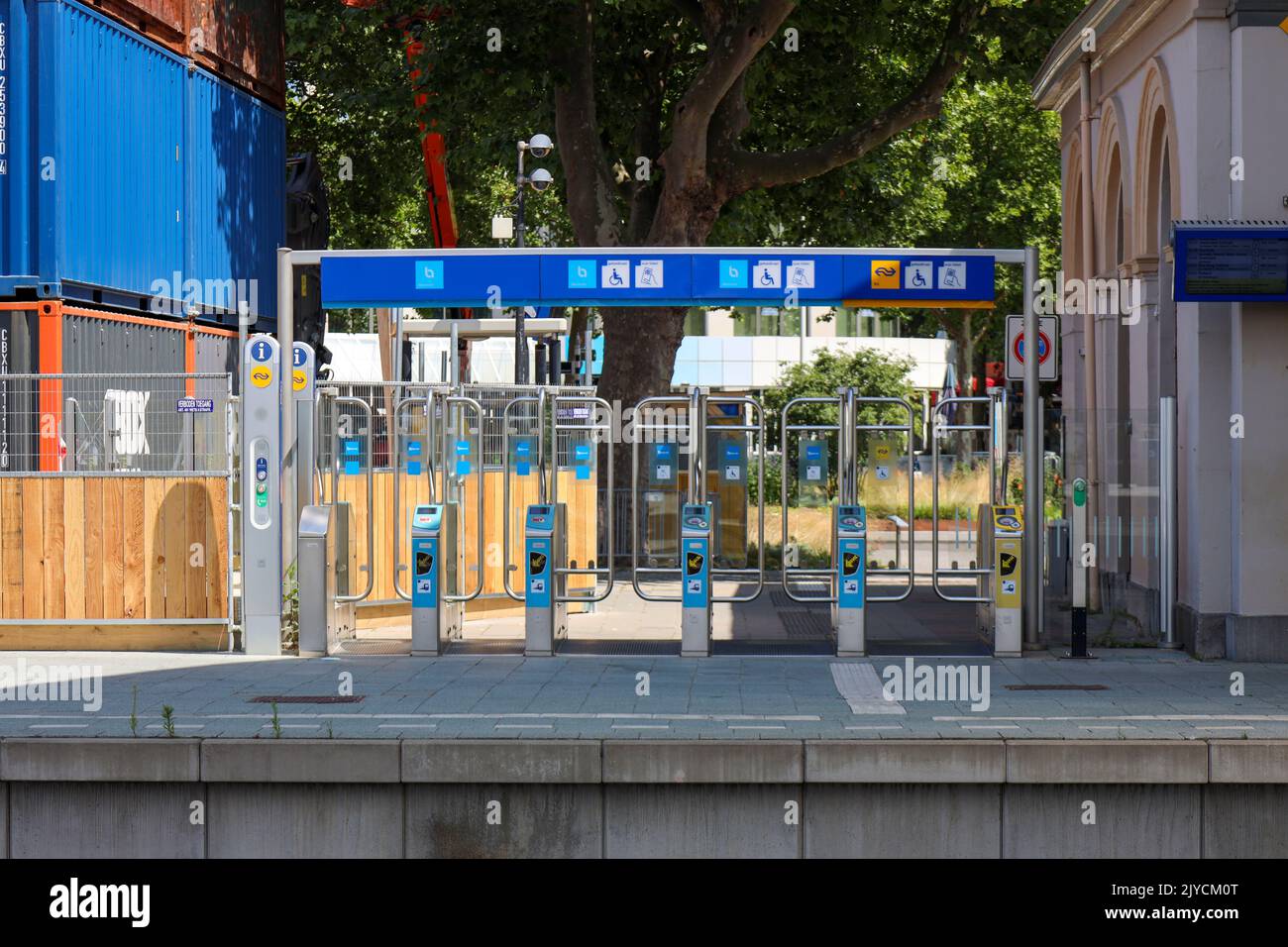 entrance gates for ticket control at Zwolle station of NS and Blauwnet ...