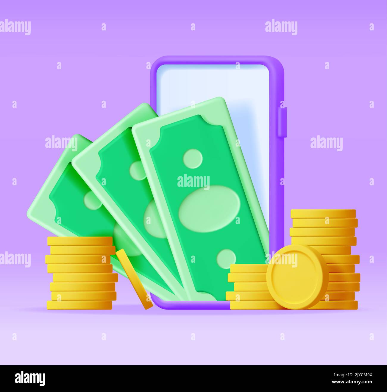 Gold dollar coin phone Stock Vector Images - Alamy