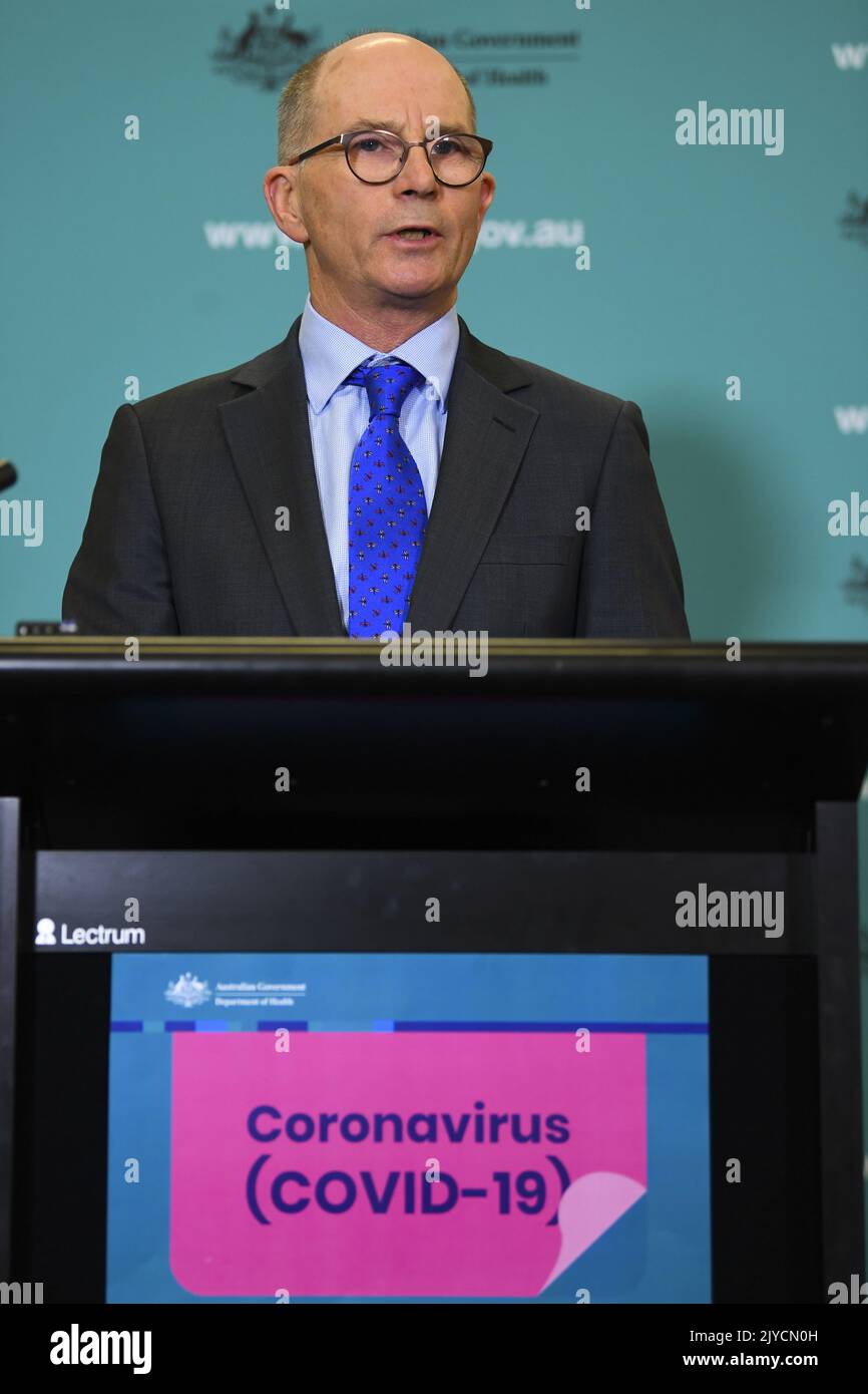 Deputy Chief Medical Officer Professor Paul Kelly speaks to the media ...