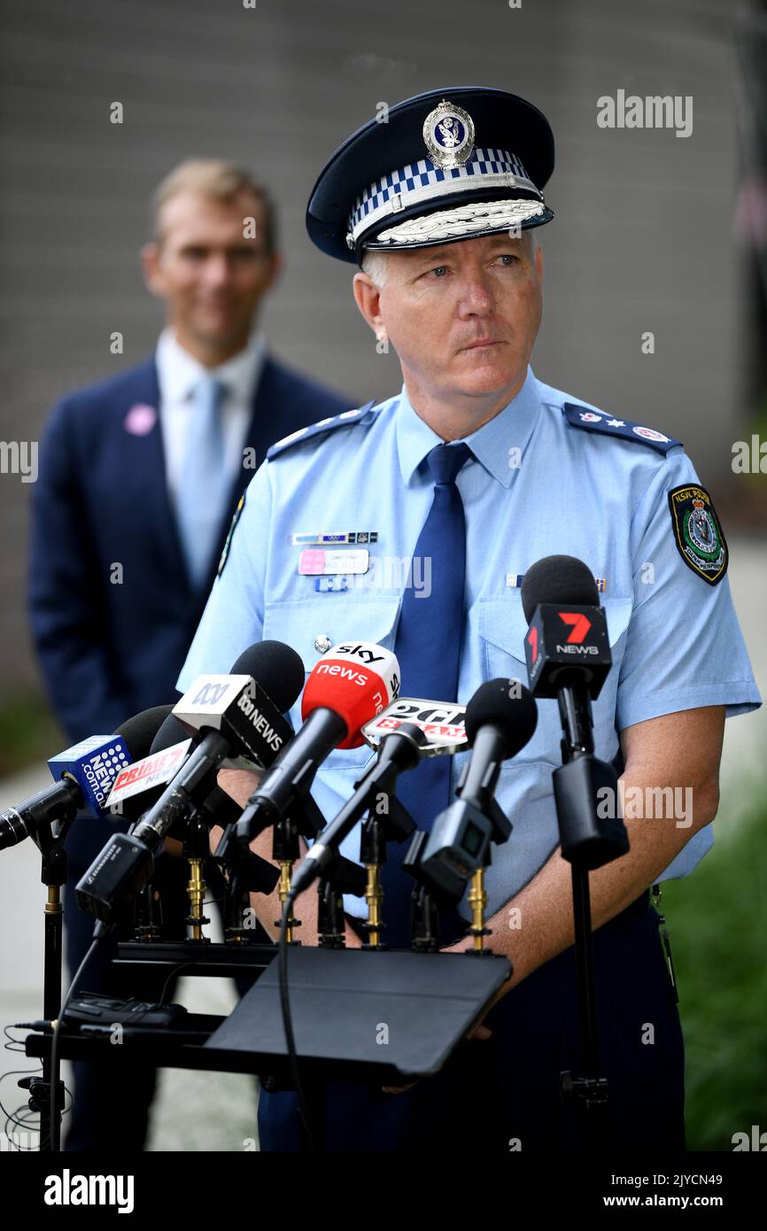 NSW Police Commissioner Mick Fuller speaks to the media during a press ...