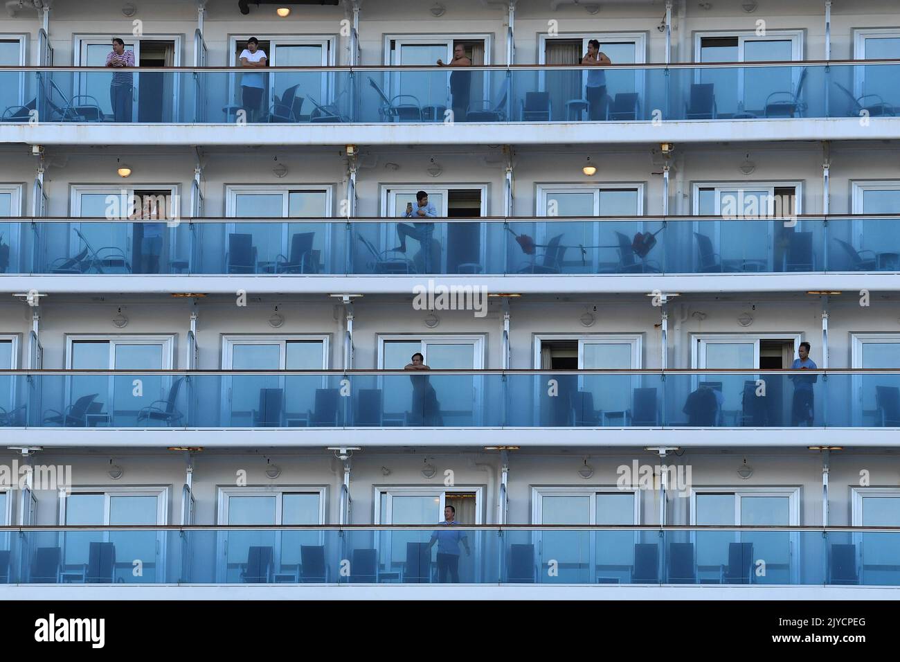 Crew on board the Ruby Princess as the cruise liner docks at Port ...