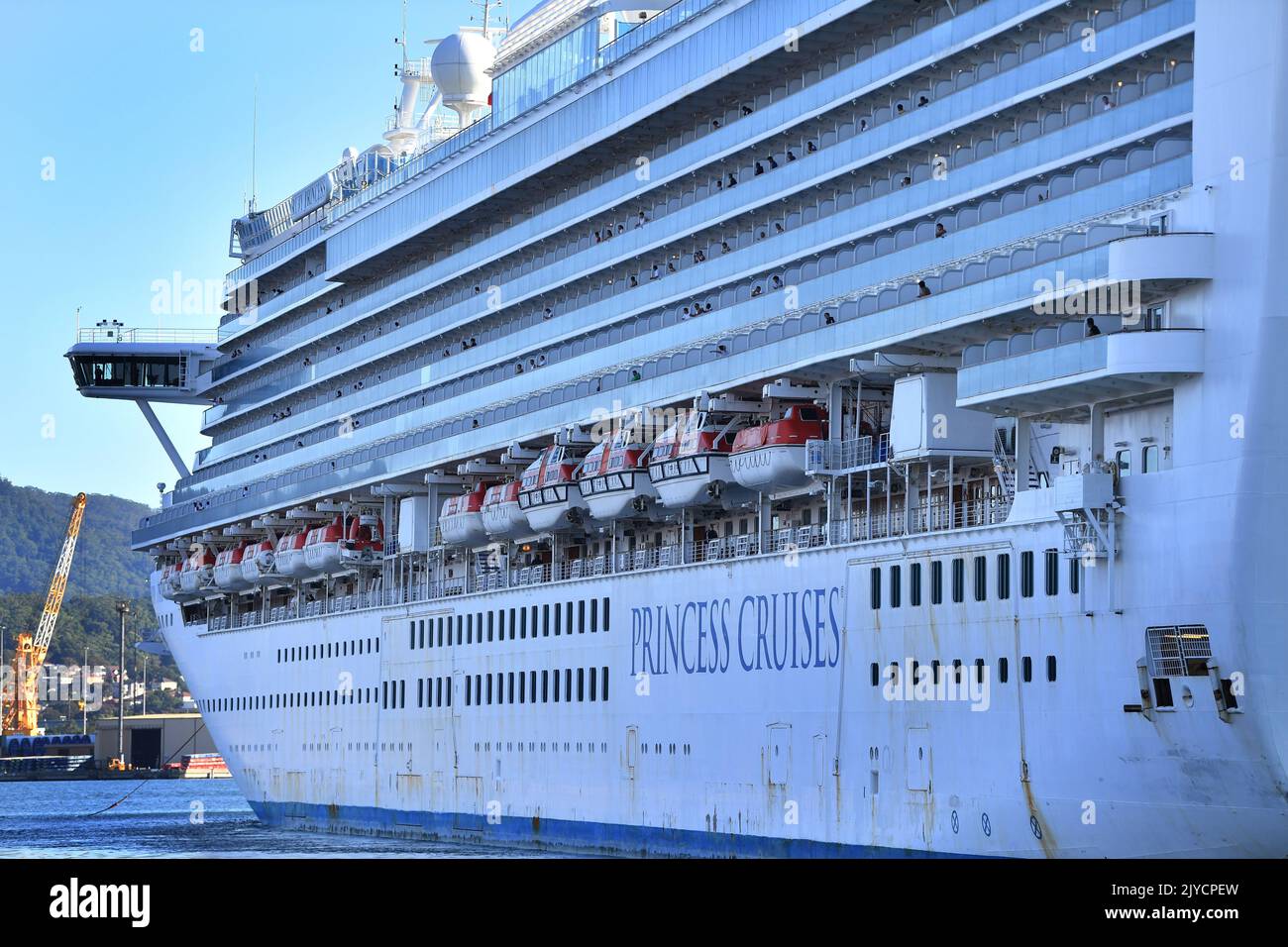 Crew on board the Ruby Princess as the cruise liner docks at Port ...