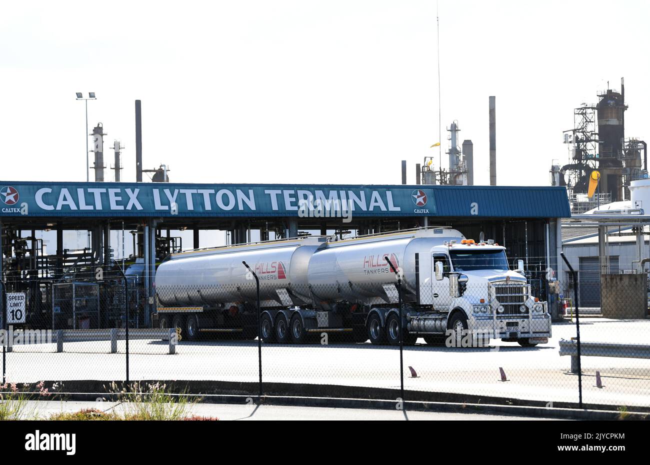 A fuel tanker is seen at the Caltex refinery in Brisbane, Monday, April ...