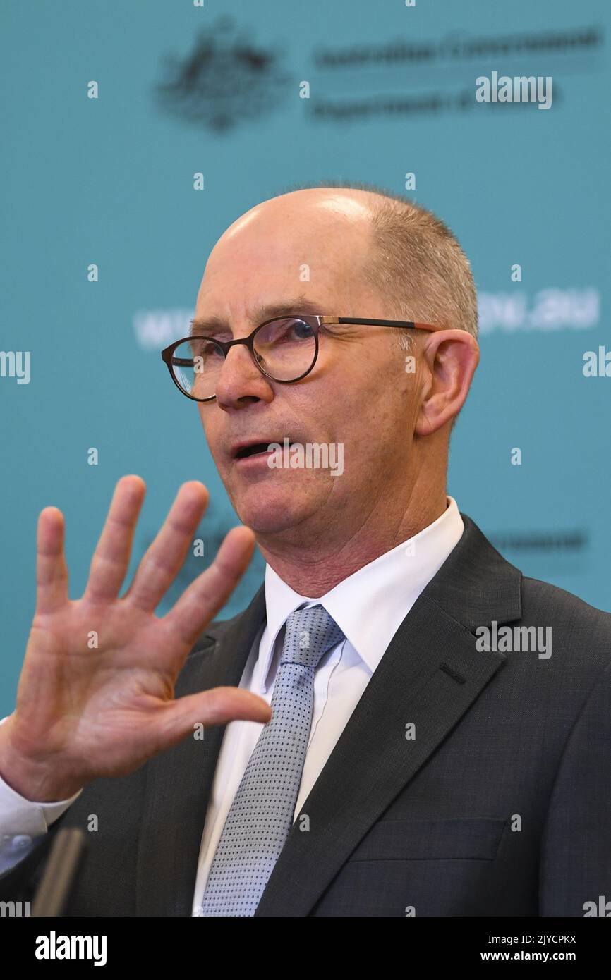 Deputy Chief Medical Officer Professor Paul Kelly speaks to the media ...