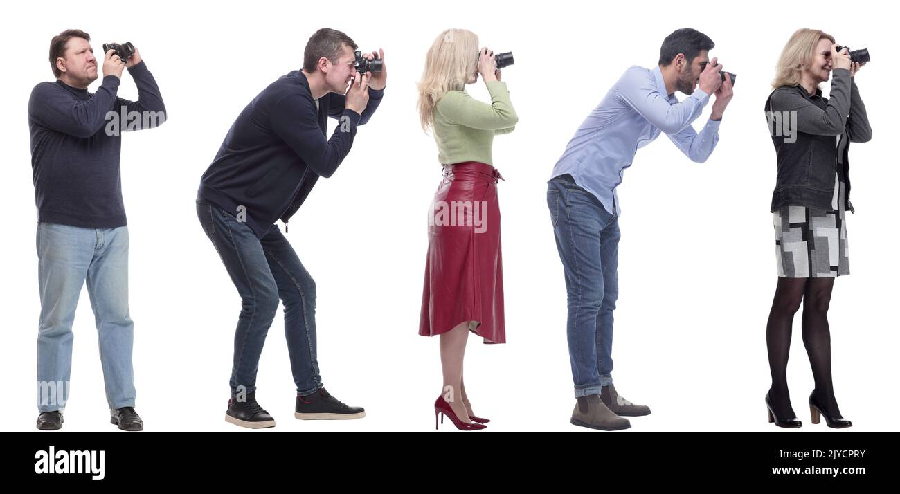 collage of group of photographers in profile isolated Stock Photo - Alamy
