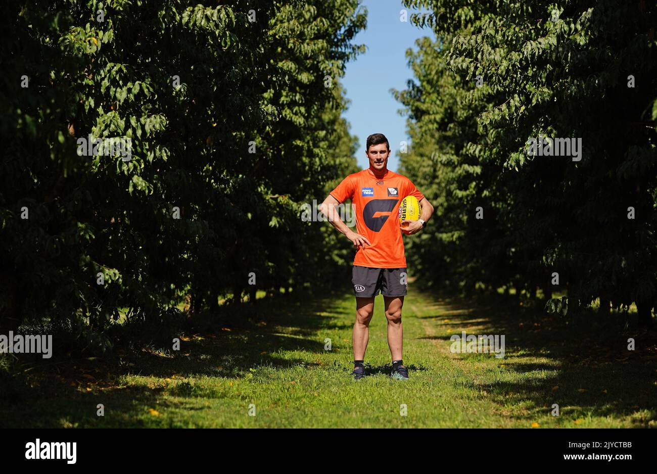 Lachlan Ash of the GWS Giants is seen on his family's farm in Katandra ...