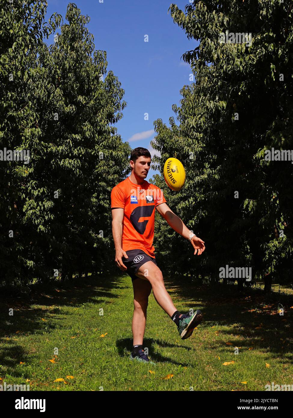 Lachlan Ash of the GWS Giants is seen on his family's farm in Katandra ...