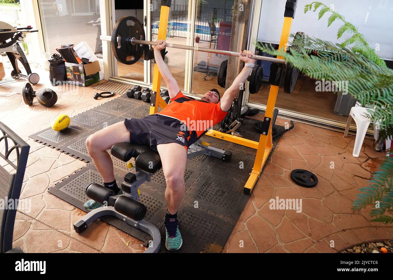 Lachlan Ash of the GWS Giants is seen on his family's farm in Katandra ...