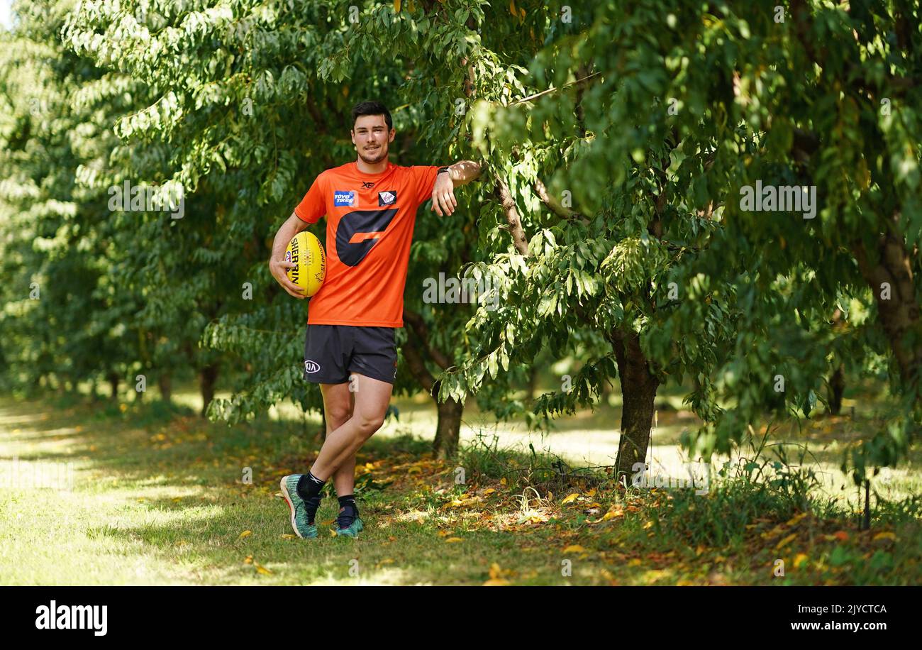 Lachlan Ash of the GWS Giants is seen on his family's farm in Katandra ...