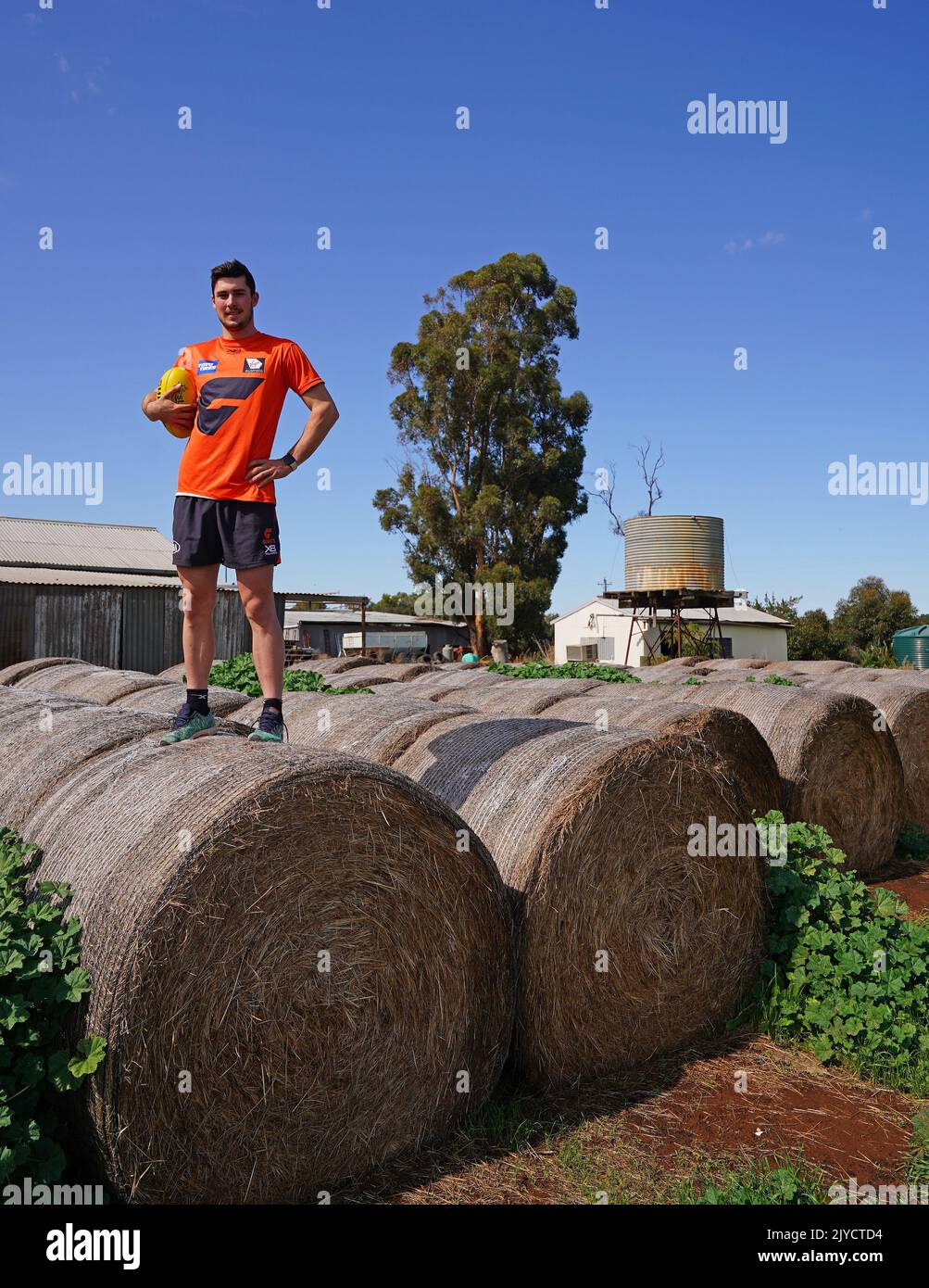Lachlan Ash of the GWS Giants is seen on his family's farm in Katandra ...