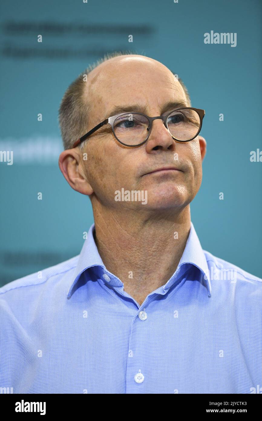 Deputy Chief Medical Officer Professor Paul Kelly speaks to the media ...