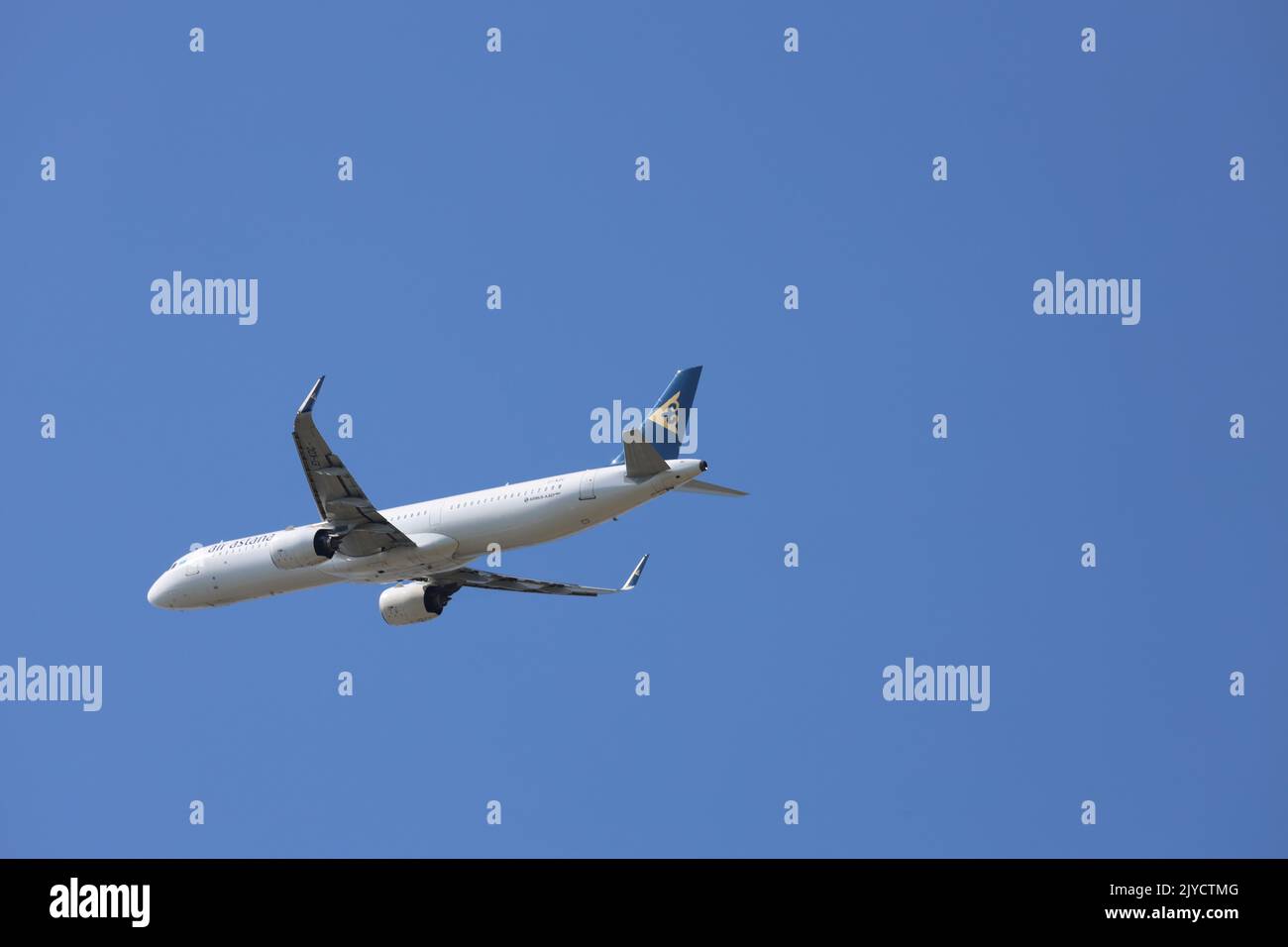 EI-KDC Air Astana Airbus A321-271N departing from Amsterdam Schiphol Airport at Aalsmeerbaan the ...