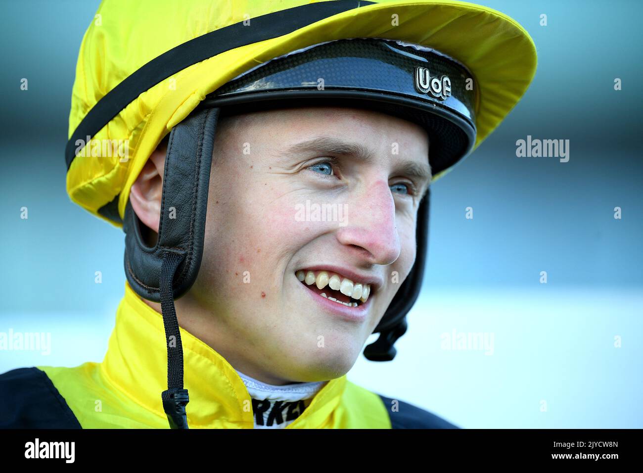 Jockey Tom Marquand looks on after riding Addeybb to victory in race 8 ...