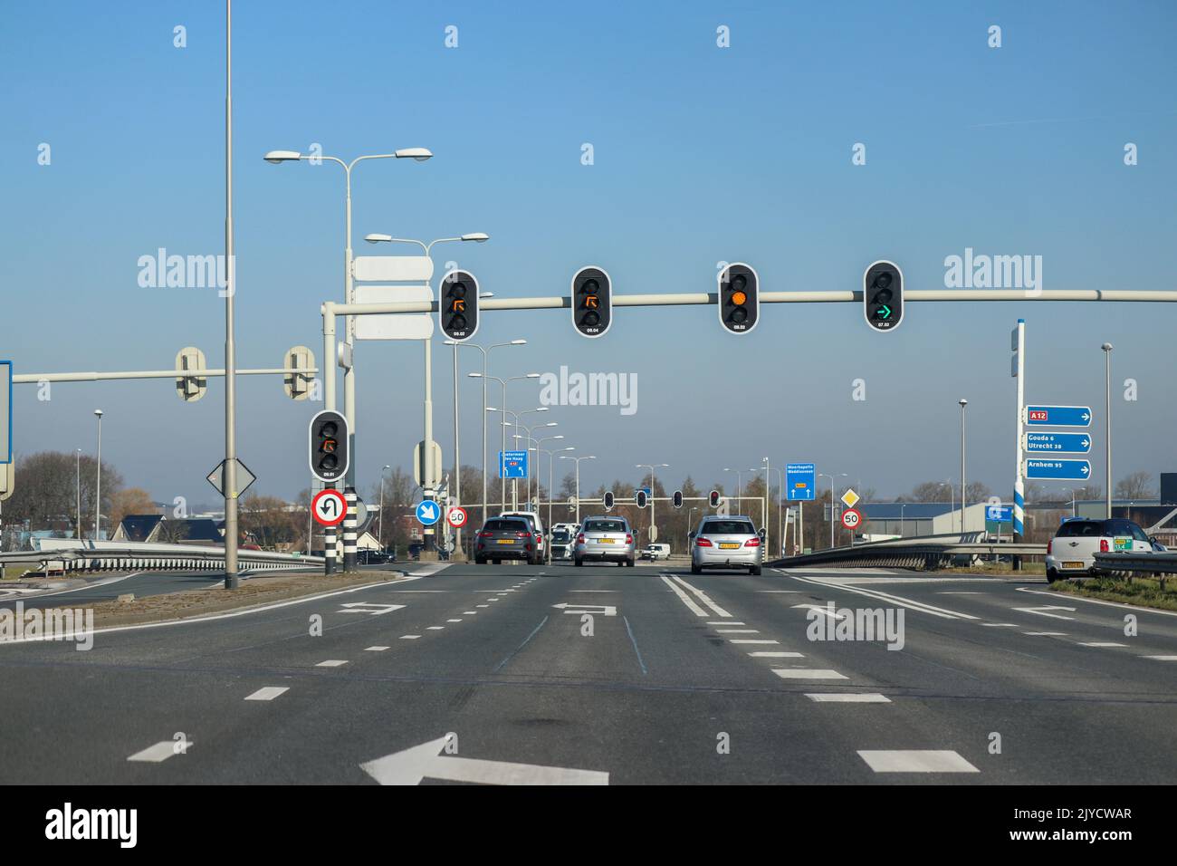 Crossing of the N219 regional road with motorway A20 at Waddinxveen in ...