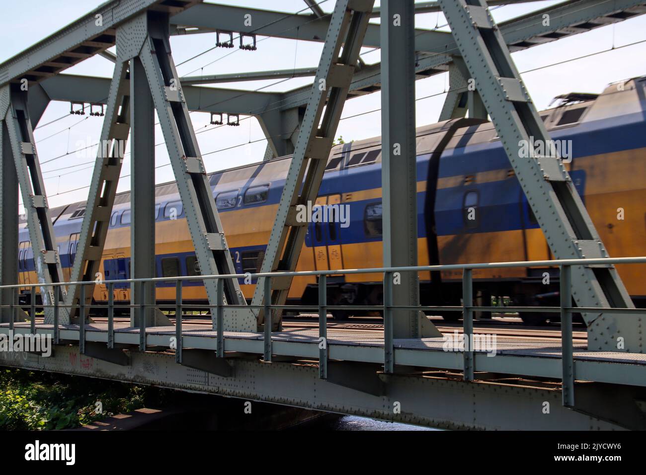 VIRM doubledecks intercity train along the rail bridge at Kethel in ...