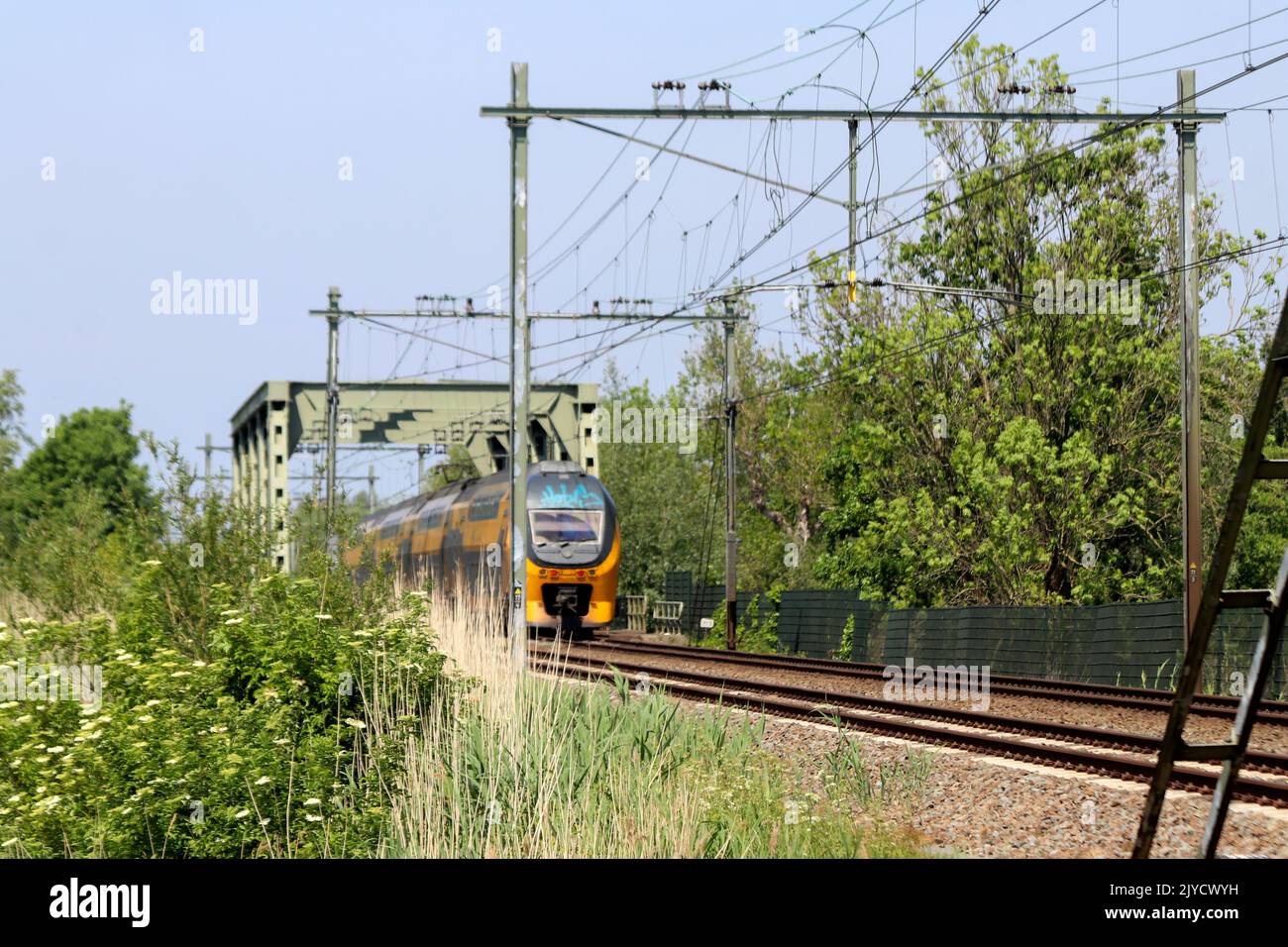VIRM doubledecks intercity train along the rail bridge at Kethel in ...