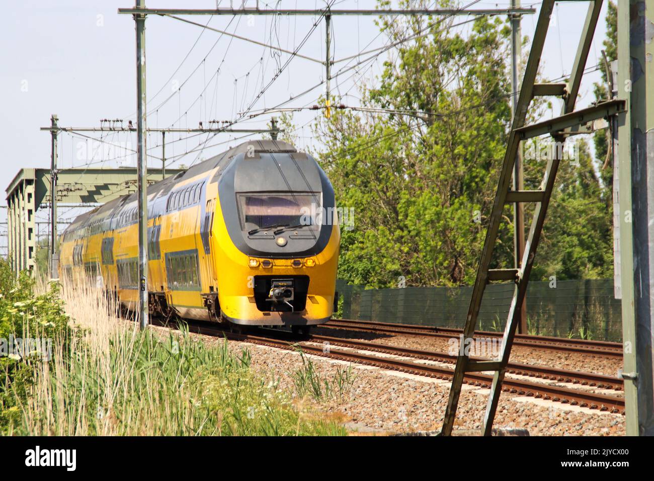 VIRM doubledecks intercity train along the rail bridge at Kethel in ...
