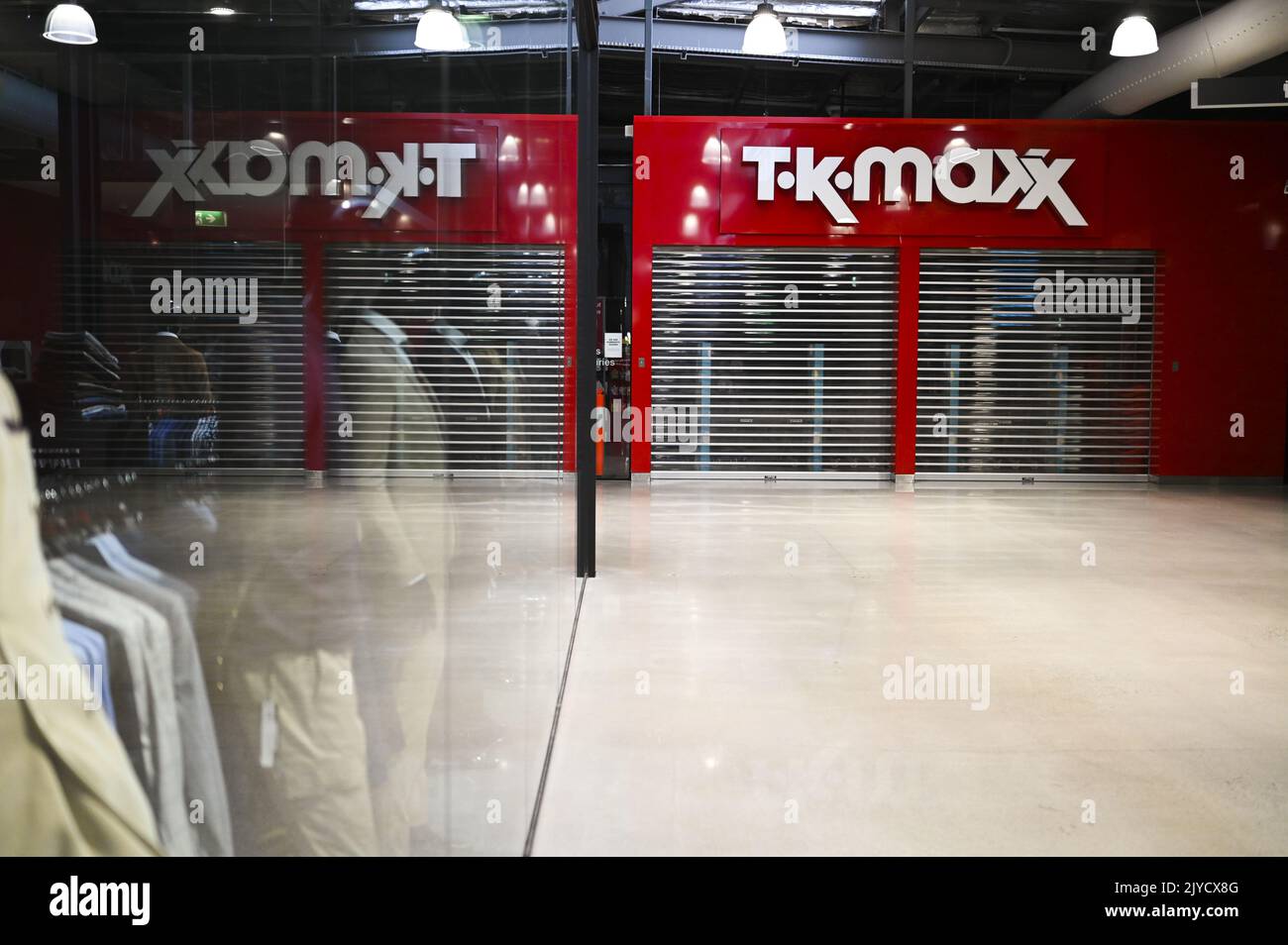 A closed shop front is seen inside an Outlet Shopping Centre in ...