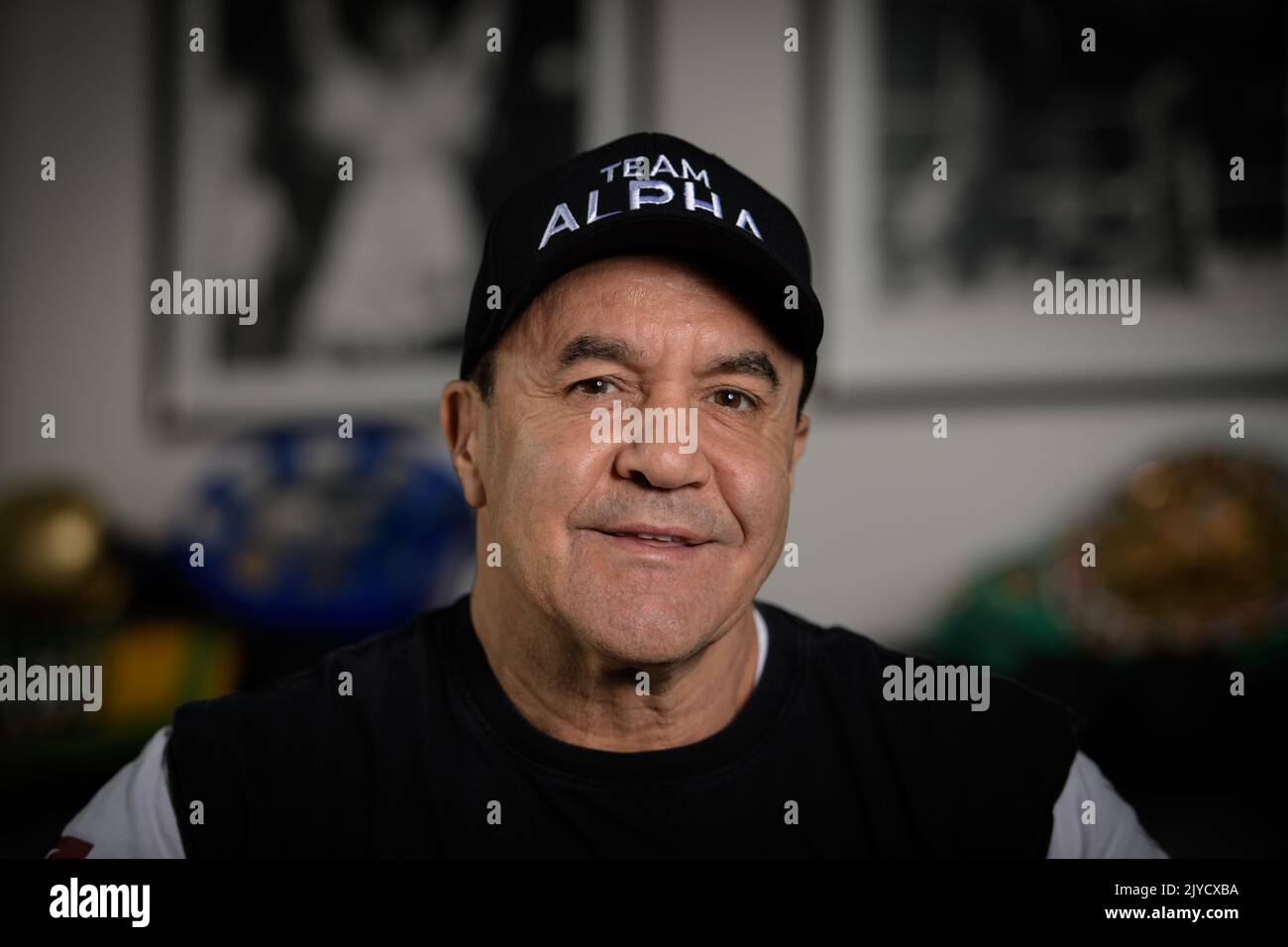 Retired Australian boxer Jeff Fenech poses for a photograph at his home ...