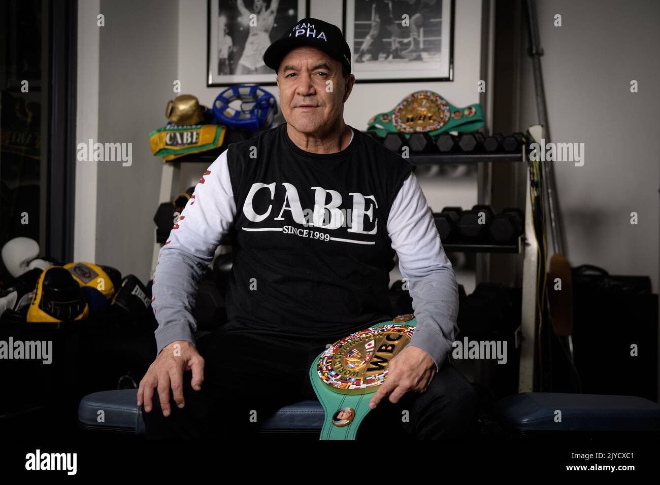 Retired Australian boxer Jeff Fenech poses for a photograph at his home ...