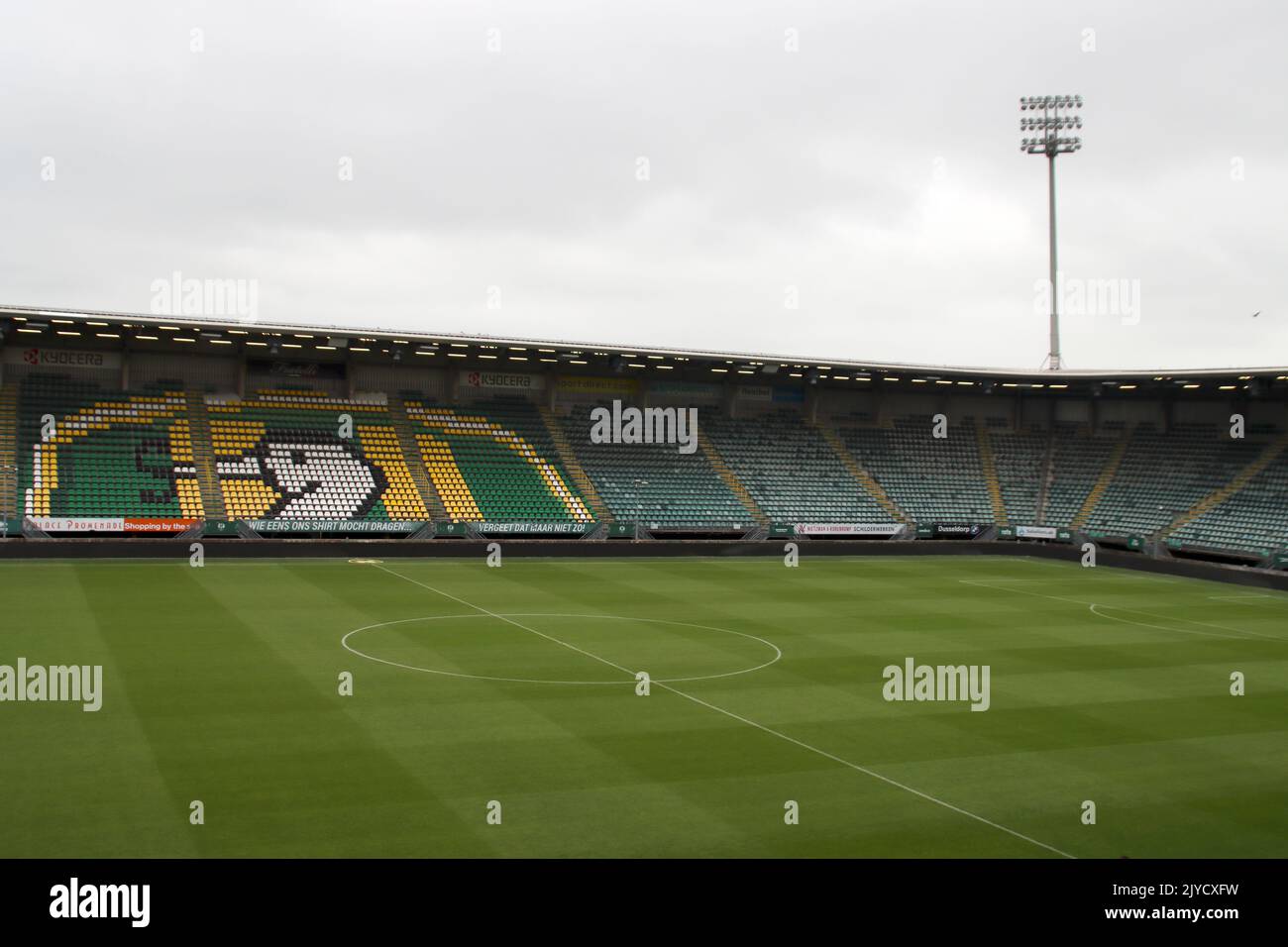 Bingoal stadium in The Hague, home of ADO Den Haag with stork as logo ...