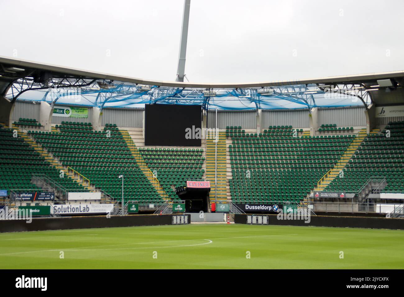 Bingoal stadium in The Hague, home of ADO Den Haag with stork as logo ...