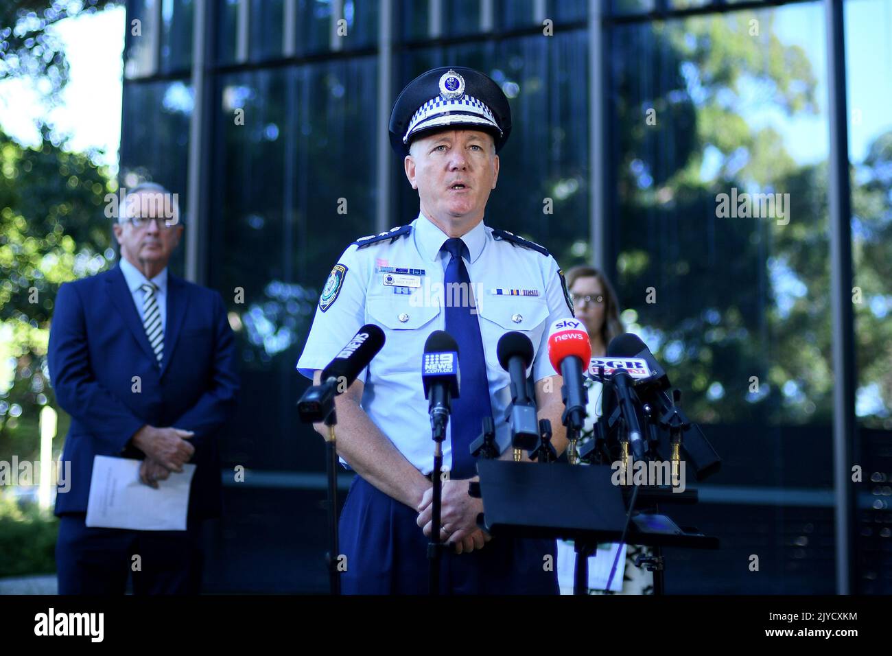 NSW Police Commissioner Mick Fuller speaks to the media during a press ...
