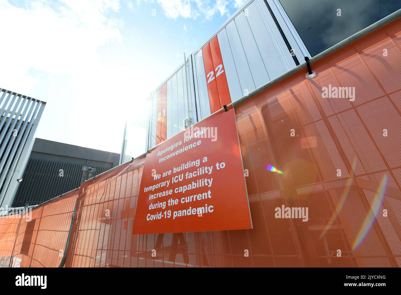 Signage for Australias first COVID-19 RESUS Unit is seen Monash Medical ...