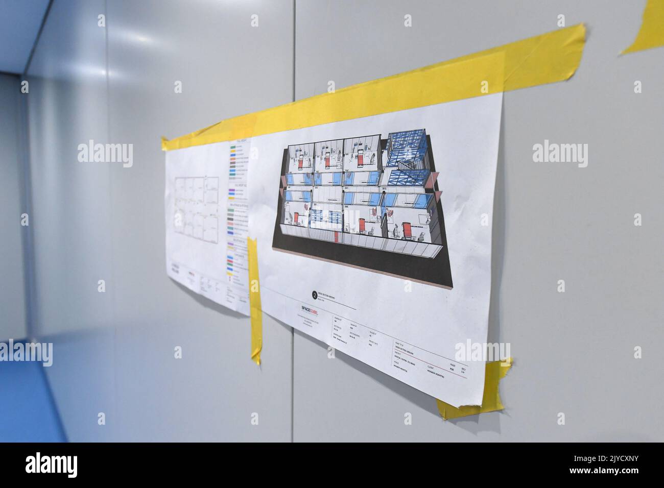 A floor plan design is seen inside Australia's first COVID-19 RESUS ...