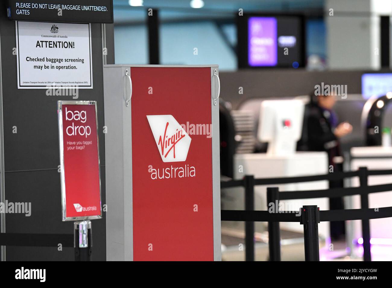 Signage for Virgin Australia is seen at Melbourne Airport in Melbourne ...
