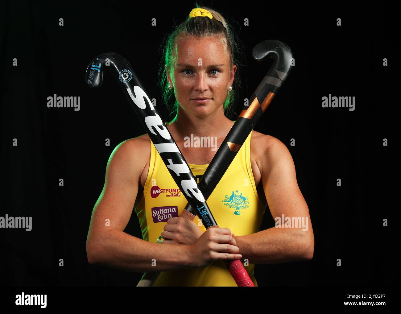 Hockeyroos player Jane Claxton poses during a portrait session at ...