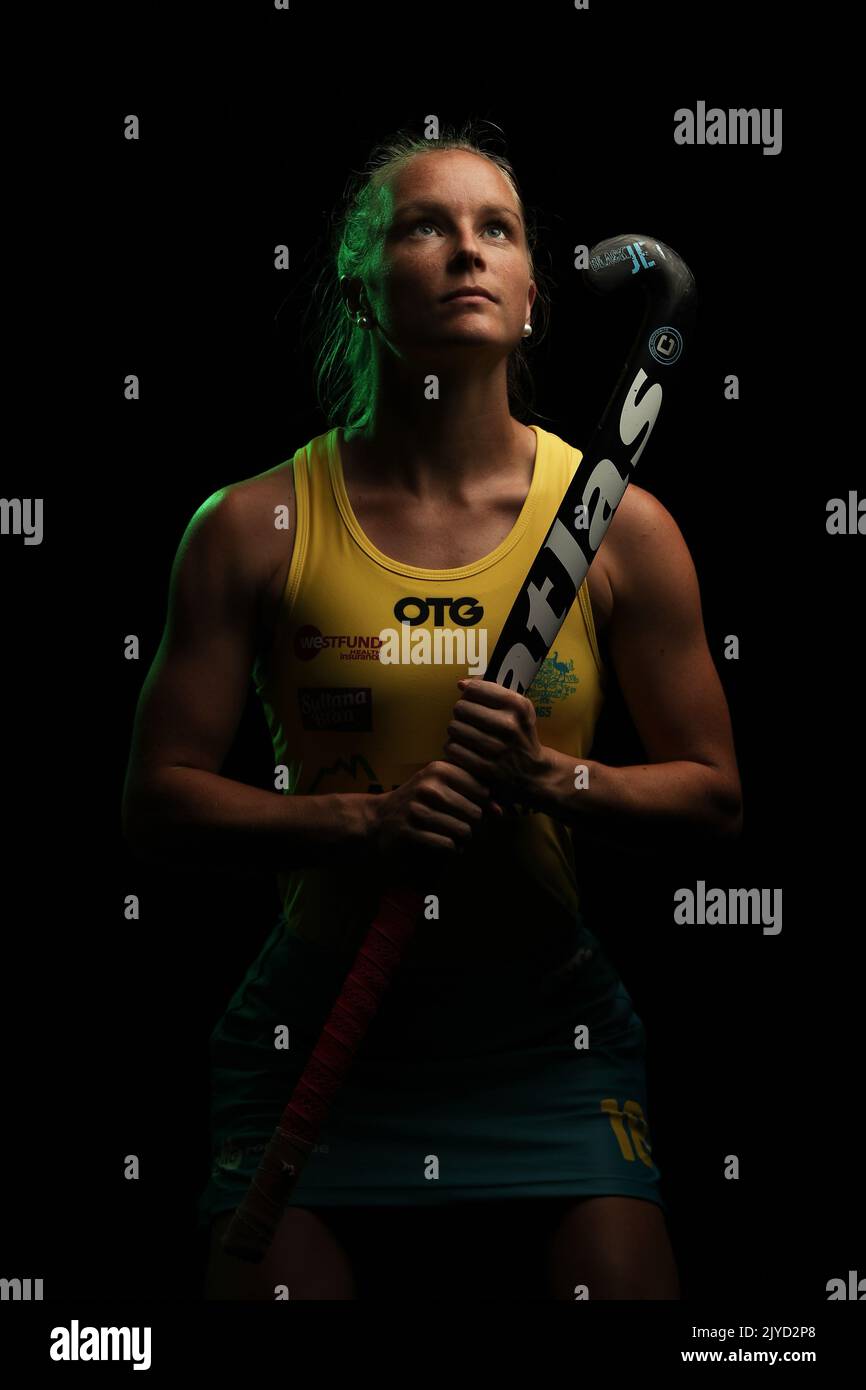 Hockeyroos player Jane Claxton poses during a portrait session at ...