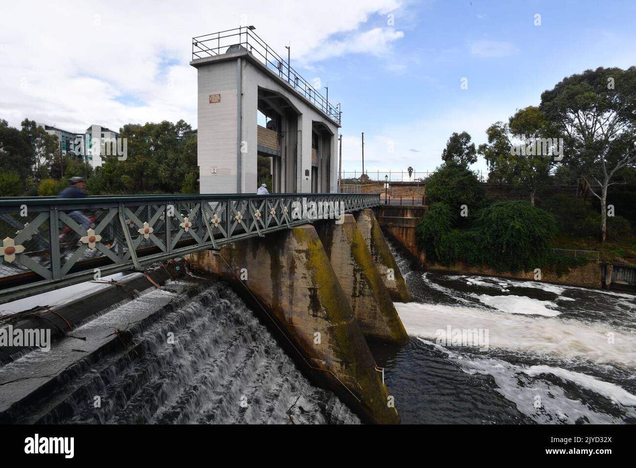 A general view of the Torrens Weir along the River Torrens in Adelaide ...
