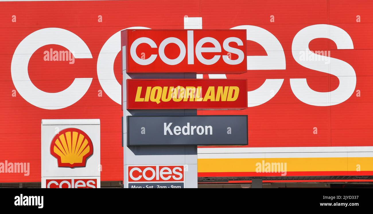 Signage for a Coles Group supermarket is seen in Brisbane, Wednesday ...