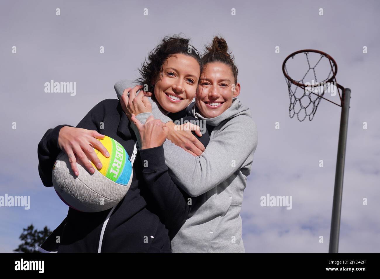 Madi and Kelsey Browne of the Collingwood Magpies pose at their junior ...