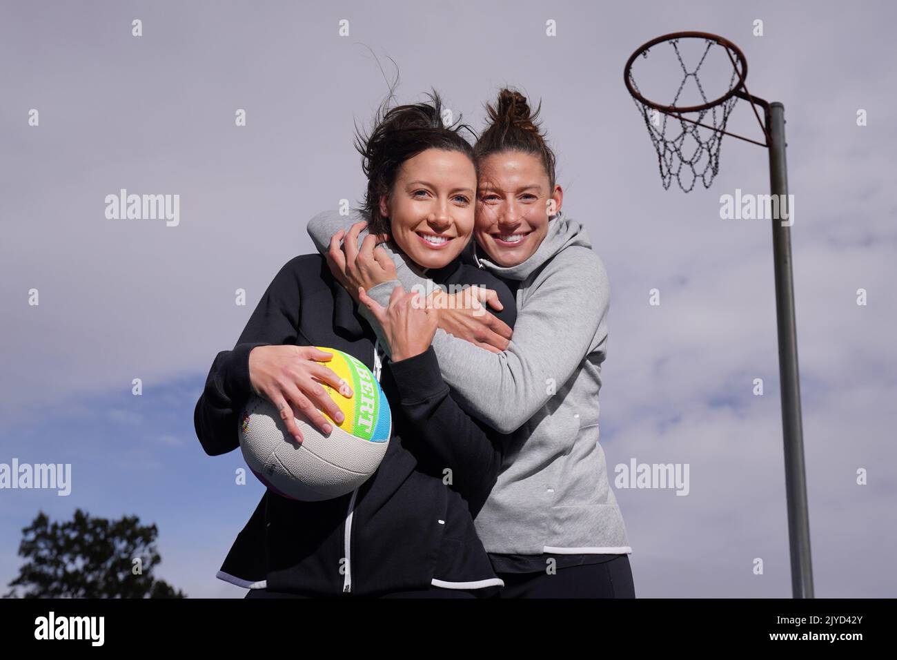 Madi and Kelsey Browne of the Collingwood Magpies pose at their junior ...