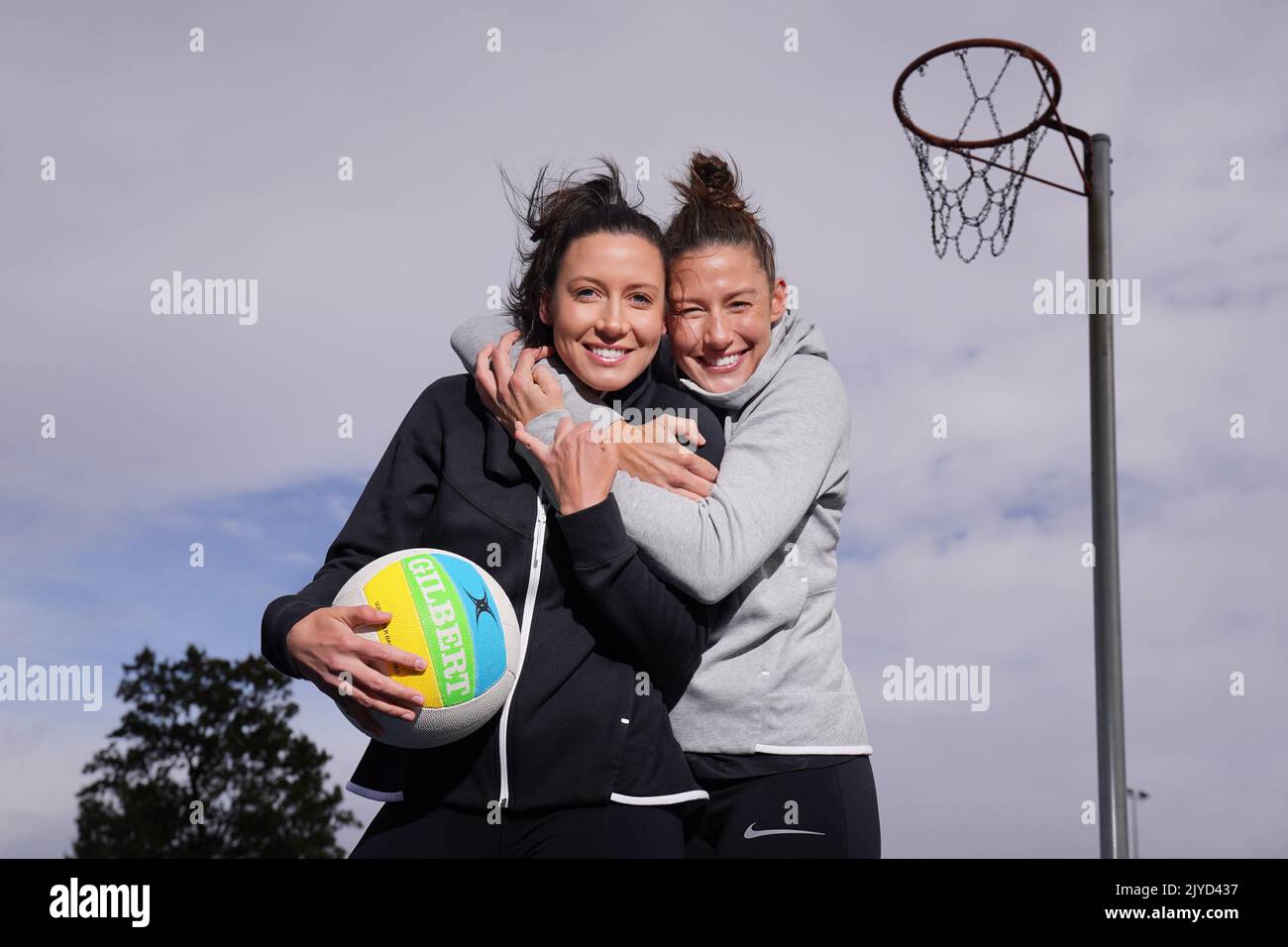 Madi and Kelsey Browne of the Collingwood Magpies pose at their junior ...