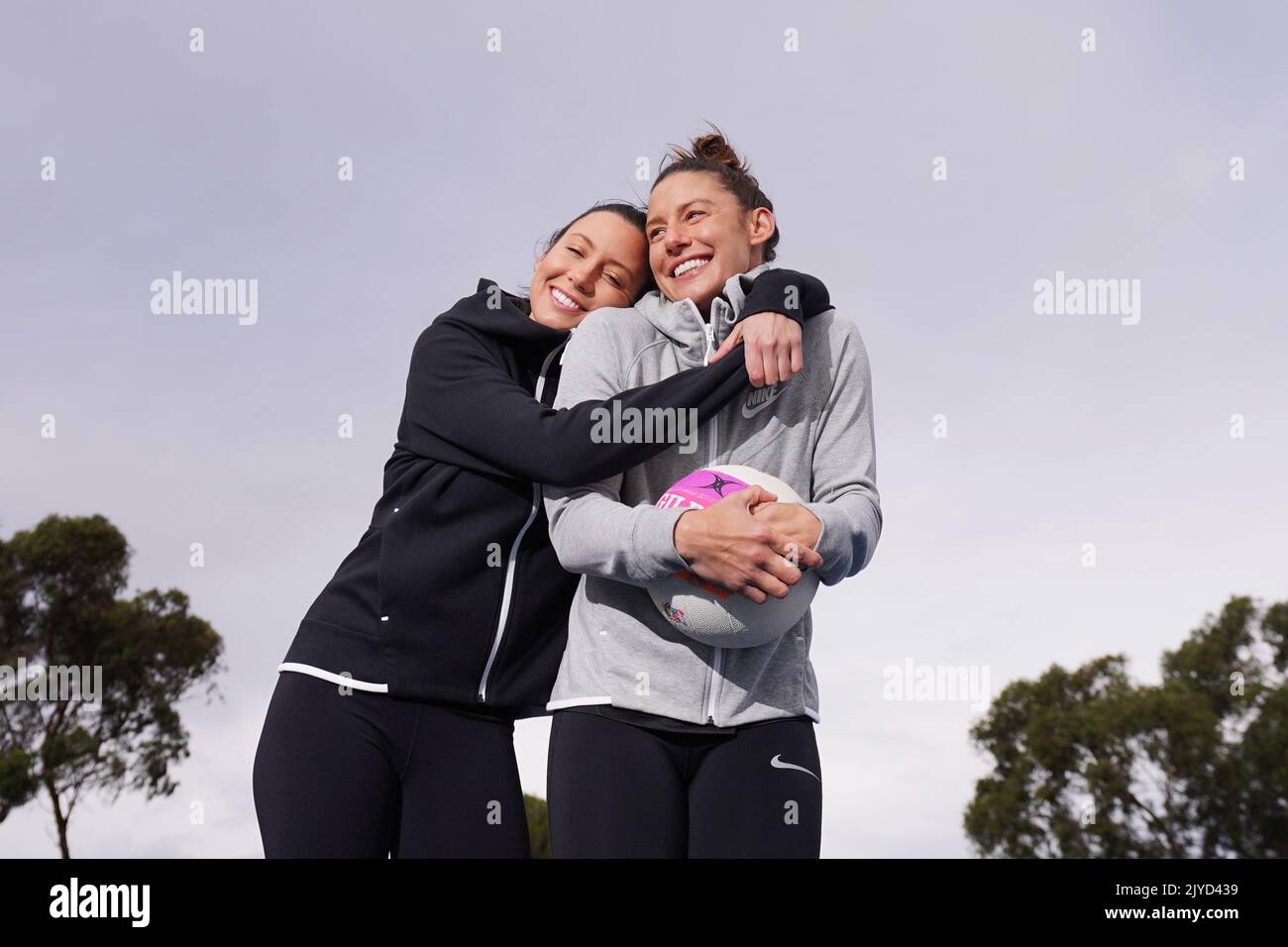 Madi and Kelsey Browne of the Collingwood Magpies pose at their junior ...