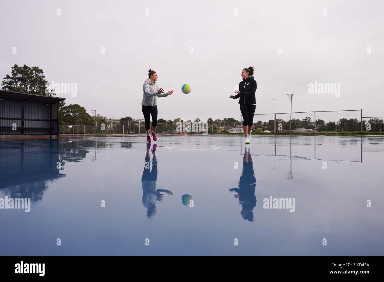 Madi and Kelsey Browne of the Collingwood Magpies are seen at their ...